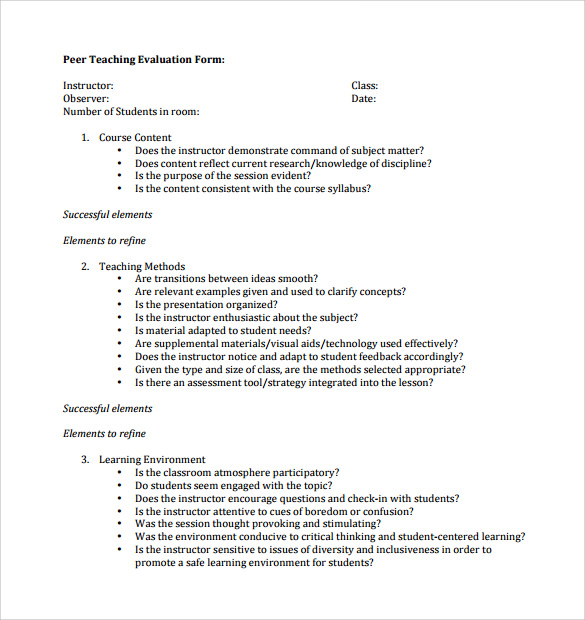 FREE 6+ Peer Evaluation Forms in PDF
